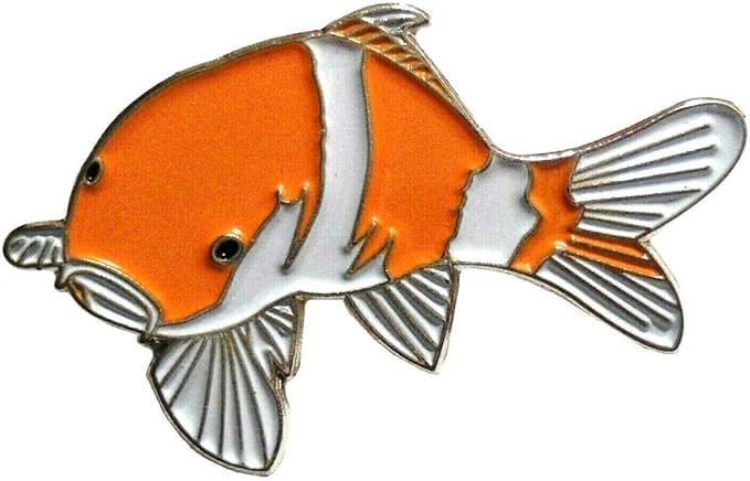 GBJUK Orange Koi Carp Fish Metal & Enamel Pin Badge Lapel with ...
