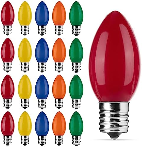 Meonum 25 Pack Multicolor C9 LED Christmas Light Bulbs, Waterproof E17 ...