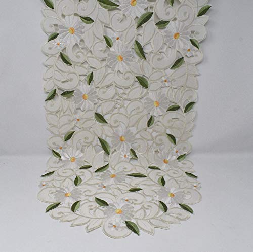 Buy Sainty H7667/EG-(16x54) Cream Daisy Oval Table Runner,Cream,16" X ...