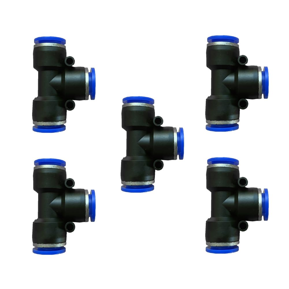 Amazon.com: 5 Pcs 1/2" x 1/2"x 1/2" Pneumatic T Shaped 3 Way Tube ...