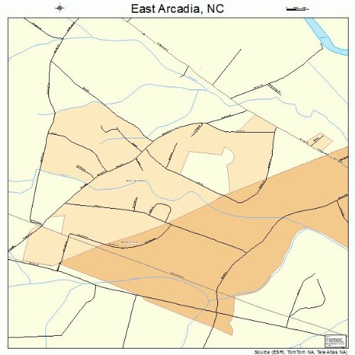 Large Street & Road Map of East Arcadia, North Carolina NC - Printed ...