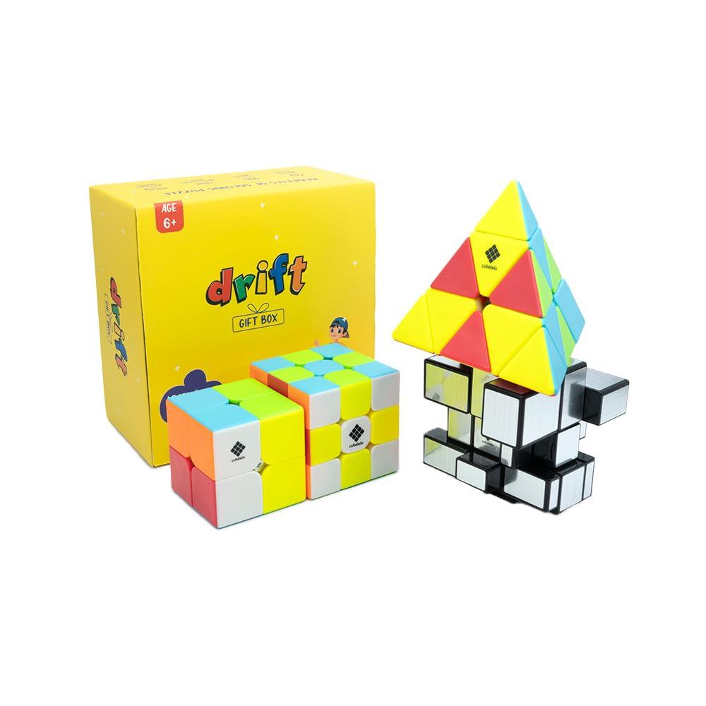 Cubelelo Kid Drift 2X2, 3X3, Pyraminx & Silver Mirror Combo : Amazon.in ...