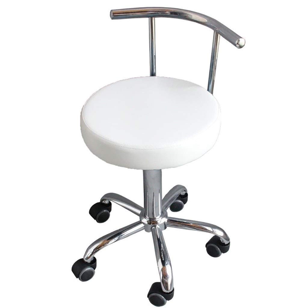 Buy Lwjjby Swivel Round Rolling Stool PU Leather Height Adjustable Task ...