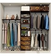 Amazon.com: 96 inch Closet System with Wooden Drawers, 5FT-8FT Closet ...