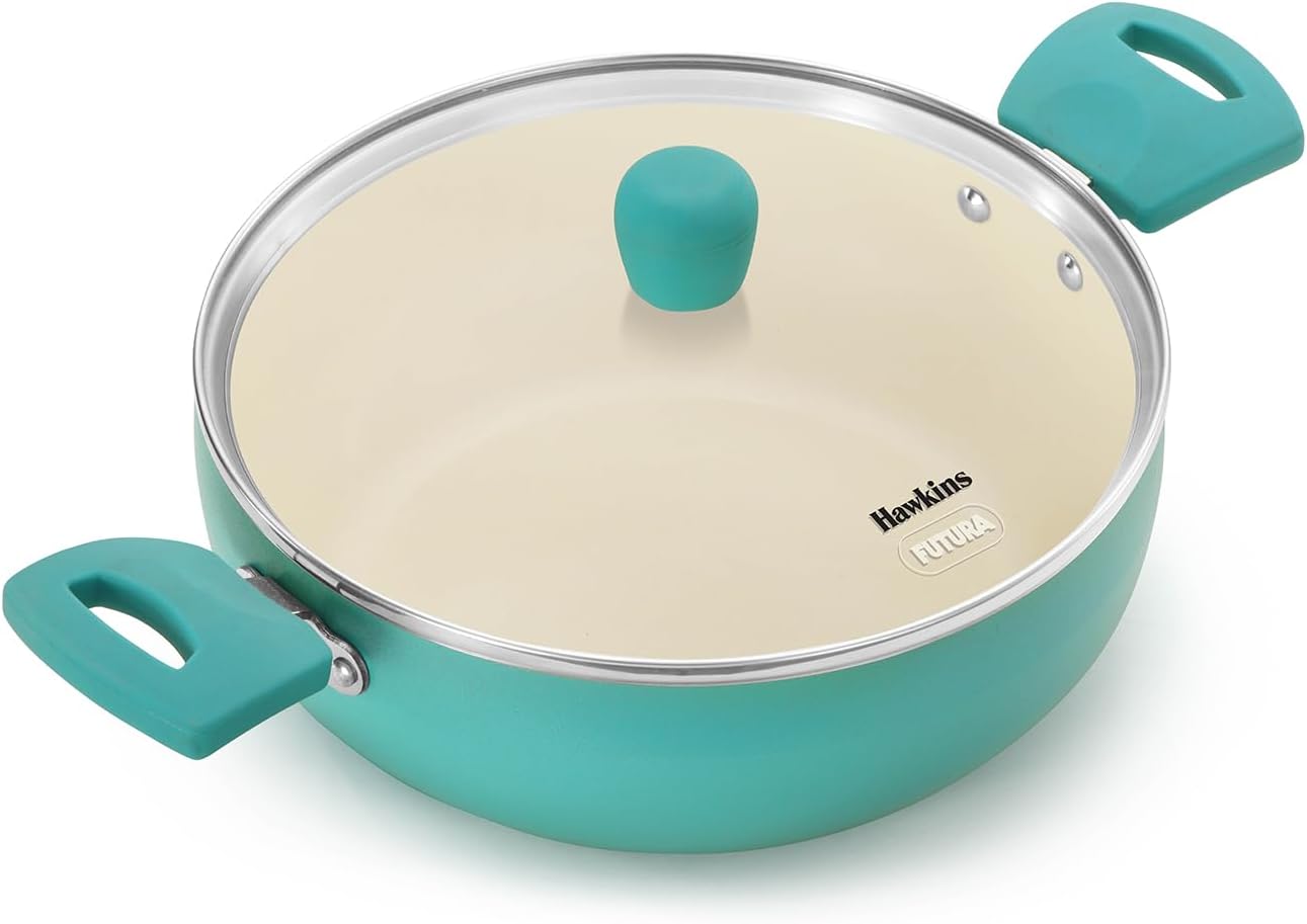 Buy Hawkins Ceramic Nonstick Cook n Serve Bowl with Glass Lid, 3 Litre ...