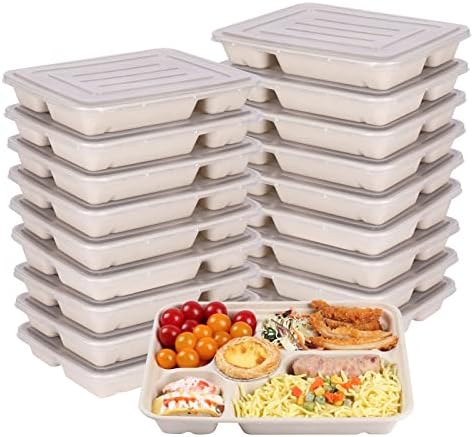 Amazon.com: JAYEEY 40 OZ 6 Compartments disposable plates with PP Lids ...