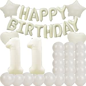 Amazon.com: ZSNWGZ Sweet 11th Birthday Decorations Party Supplies,Cream ...