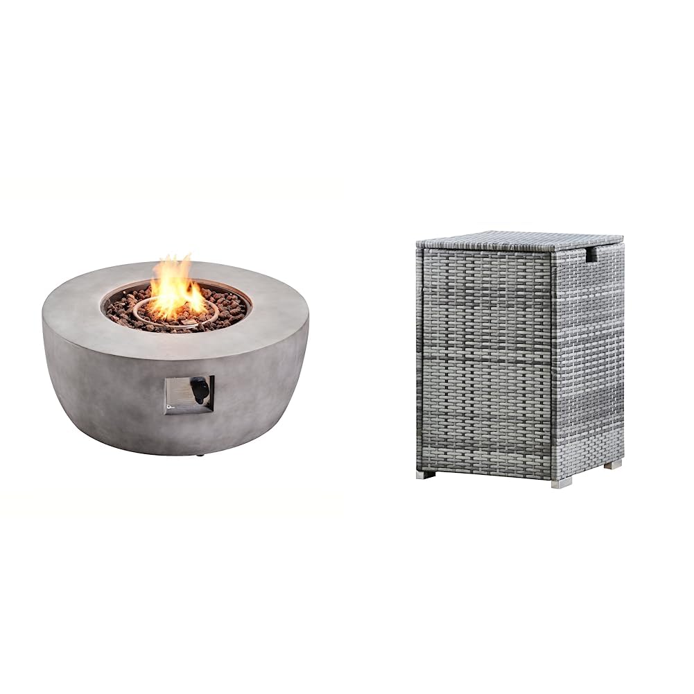 Amazon.com: Teamson Home Concrete Propane Gas Fire Pit Table, Light ...