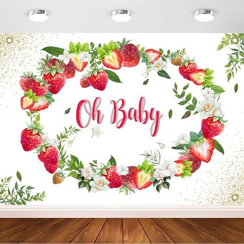 Amazon.com : Avezano Strawberry Baby Shower Backdrop for Girl Strawberry Oh Baby Newborn Party ...
