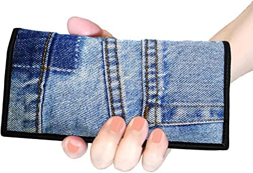 Bijoux De Ja Women Unisex Blue Denim Jean Money ID Window Cards Coin Bi ...
