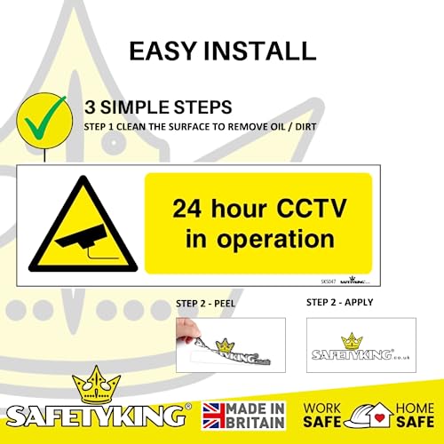 SAFETYKING 4 PCS CCTV STICKER (HORIZONTAL) CCTV Sign Security Sticker ...