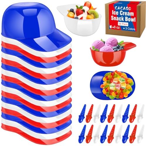 Amazon.com | CACASO 18 Pack Baseball Helmet Ice Cream Bowls with Spoons ...
