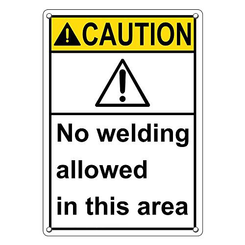 Amazon.com: Weatherproof Plastic Vertical ANSI Caution No Welding ...