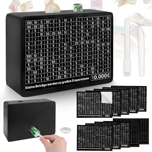 Kkluno Wooden Money Box with Numbers & Targets, XL, Wood, Traditional ...