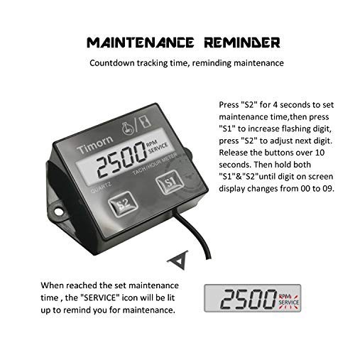 Snapklik.com : Tachometer For Small Engine,Inductive Hour Meter For 2 ...