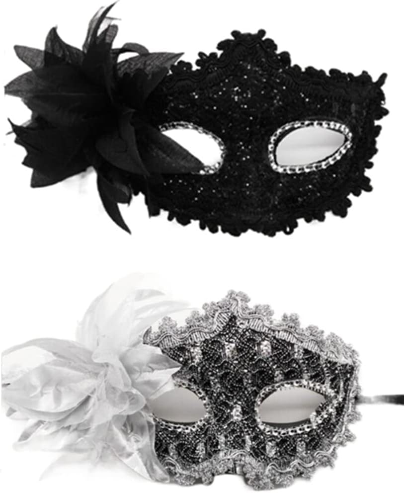 Amazon.com: Couple Masquerade Masks Set for Women, Venetian Costume ...