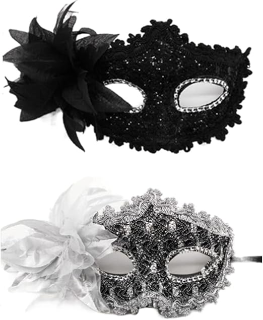 Amazon.com: Couple Masquerade Masks Set for Women, Venetian Costume ...