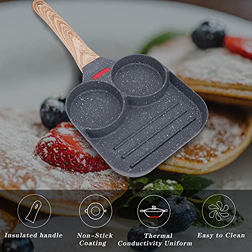 Bobikuke Divided Frying Pan, Non Stick Egg Frying Pan All in One Pan ...