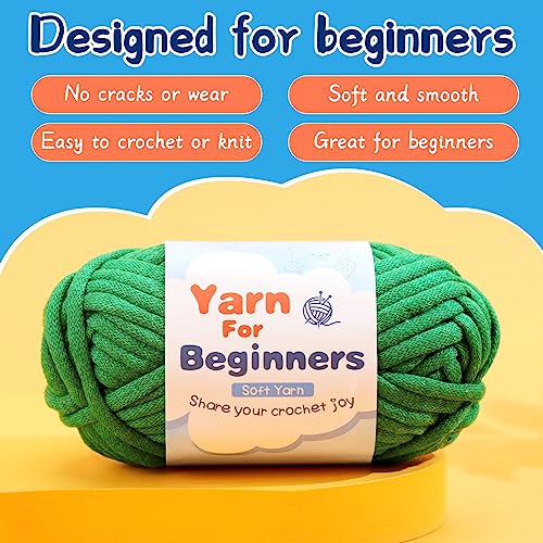 200g Emerald Green Easy Yarn, Crochet Yarn for Beginner with Easy-to ...