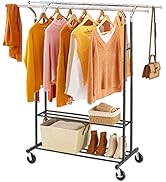 Amazon.com: Tajsoon Collapsible Clothes Rack,Heavy Duty Double Rods ...