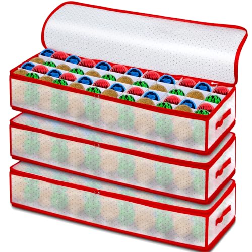 Wesnoy 3 Pcs Christmas Ornament Storage Box 3 Inch Christmas Ball ...