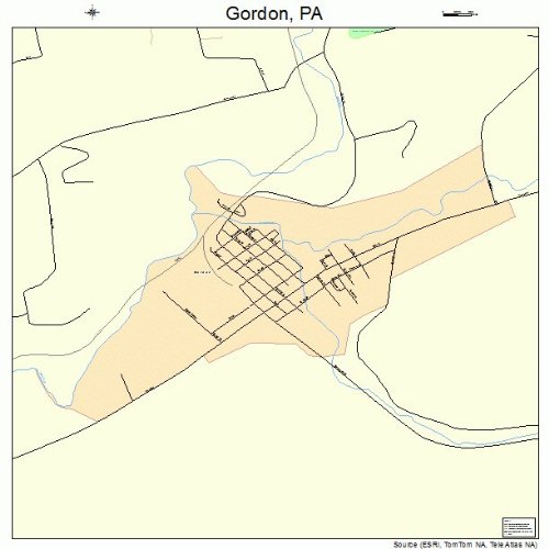 Amazon.com: Large Street & Road Map of Gordon, Pennsylvania PA ...