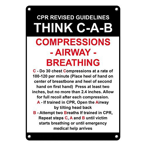 Amazon.com: Weatherproof Plastic Vertical CPR Revised Guidelines Think ...