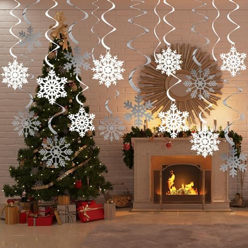 30 PCS Christmas Ceiling Decorations, Christmas Hanging Snowflake ...