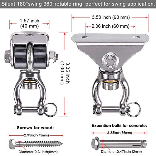 SELEWARE Tire Swing Swivel Hanger,1000 lb Capacity Permanent - Want It All