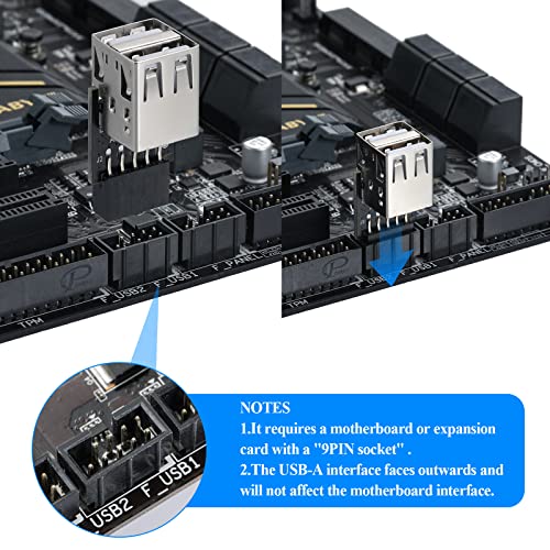 MZHOU 9Pin USB 2.0 Female Pin Dual 2 Port USB Motherboard Header ...