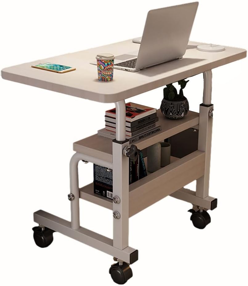 Rolling Desk, Height-Adjustable Office Laptop Table, Standing Desks for ...