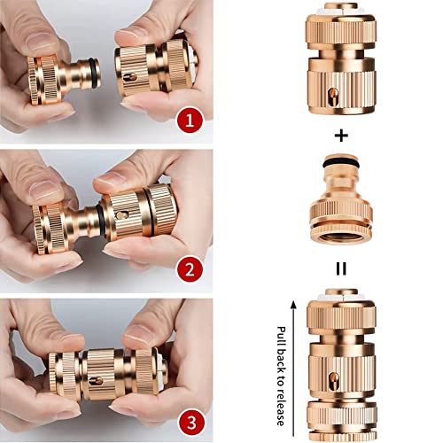 2 x brass tap connection quick coupling 1/2 inch water connection ...