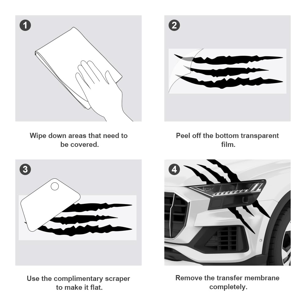 Snapklik.com : XGGYA Black Car Claw Stickers