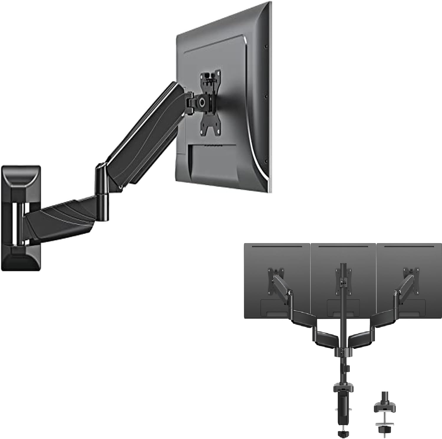 Amazon.com: MOUNTUP Single Monitor Wall Mount Bundle with Triple ...