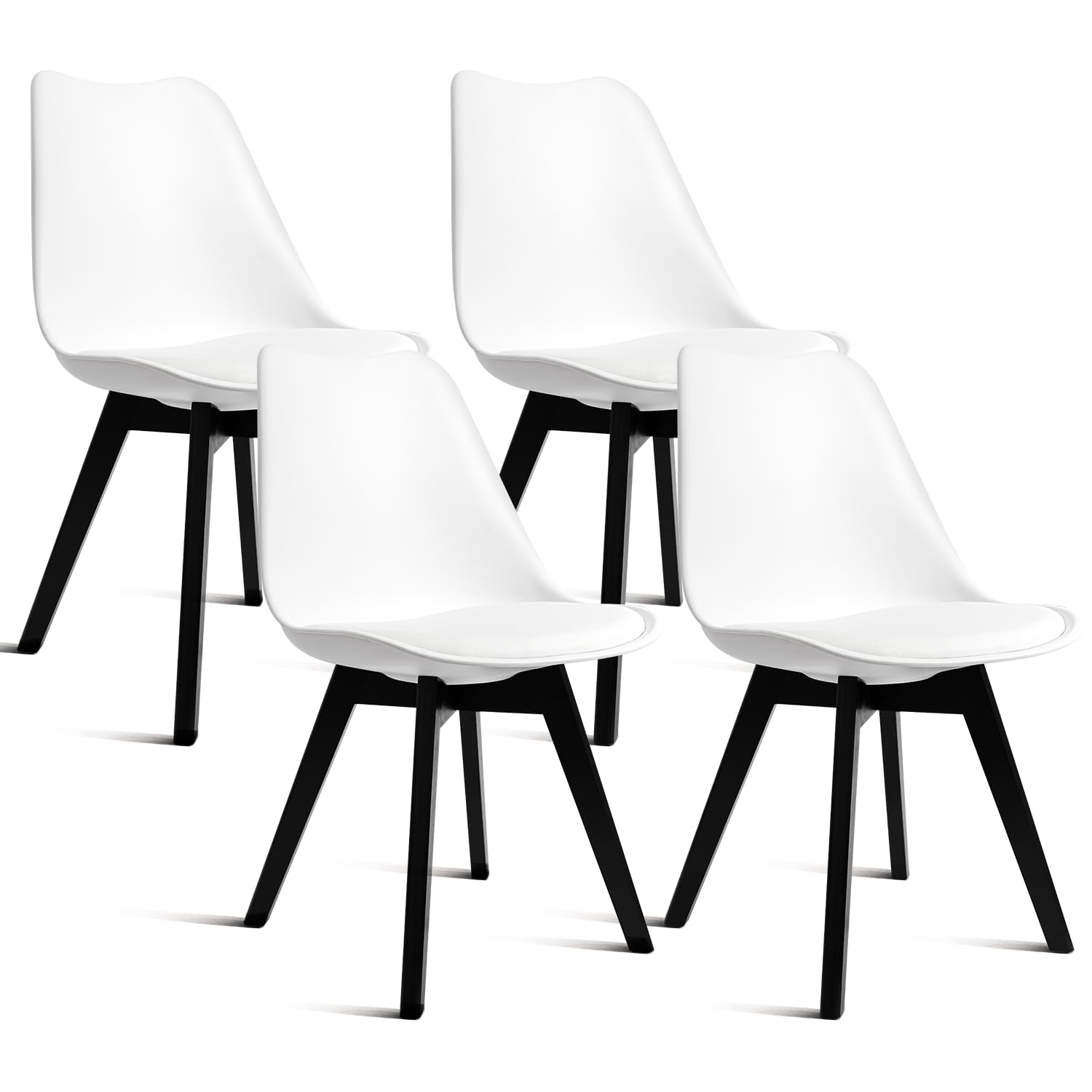 Amazon.com - CangLong Modern White Shell Chairs with Black Wood Legs ...
