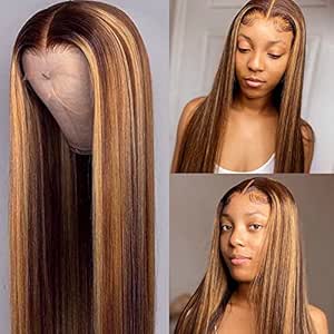 Amazon.com : 4/27 Honey Blonde Ombre Lace Front Wig Human Hair 13x6x1 T ...