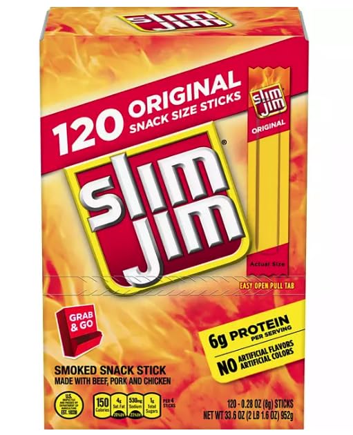 Amazon.com : Generic 120 Slim Jim, 6g Protein, No Articial Flavors or ...