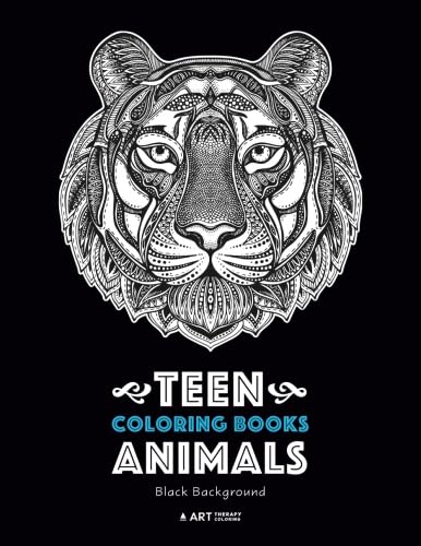 Teen Coloring Books: Animals: Black Background: Midnight Edition ...