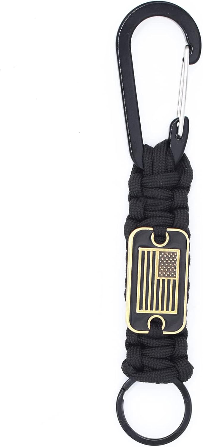 Amazon.com: Paracord Keychain with USA Flag, Paracord Carabiner ...