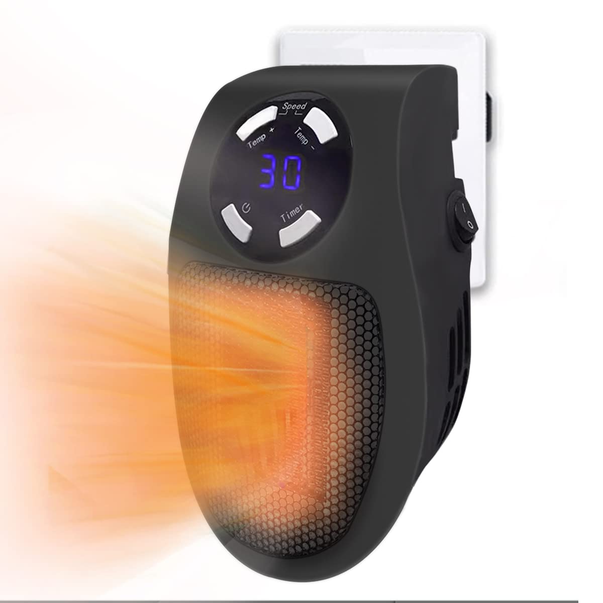 Buy 500W Ceramic Plug Heater with 2 Fan Speeds , Adjustable thermostat ...