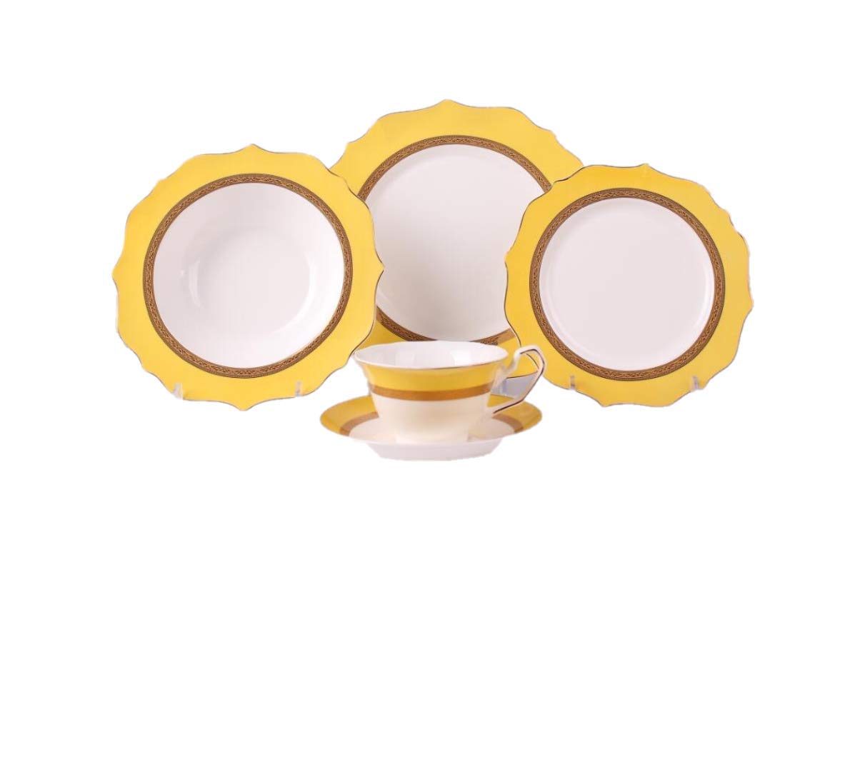 Amazon.com | Imperial Porcelain 20 Pc 'Honey' Luxury Yellow Dinner Set ...