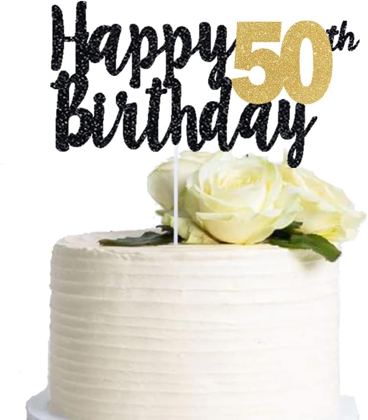 Amazon.com: 50th Cake Topper for Happy 50th Men and Women Birthday ...