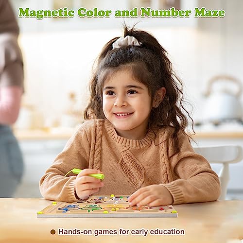 Magnetic Color and Number Maze Board – Wooden Montessori Counting Toys ...