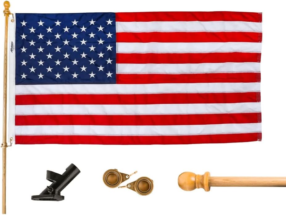 Amazon.com : Allegiance Flag Supply Pre-Assembled American Flag Set ...