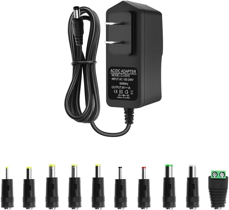 Amazon.com: 9V DC Power Supply Adapter 9V 1A AC/DC Adapter 100-240V AC ...