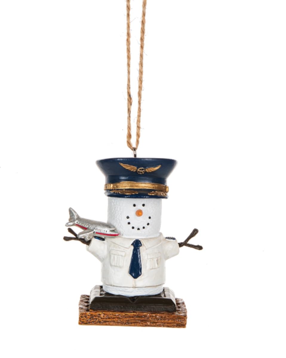 Amazon.com: Ganz Smores Airplane Captain Snowman Plastic Holiday ...