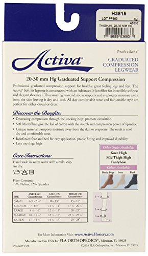 Activa Soft Fit 20-30 mmHg Thigh High with Lace Top, Ivory, Size Queen ...