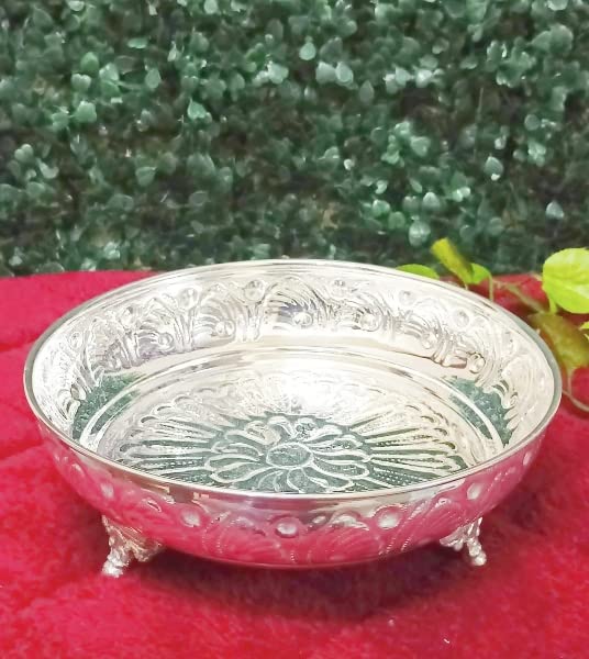 Buy Luckypot German Silver Nagas Uruli with Leg/Bowl Diameter : 8 ...