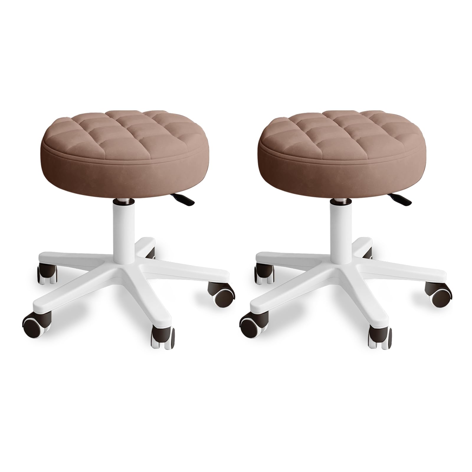 Amazon.com: Small Chair Round Rolling stools with Wheels, PU Leather ...