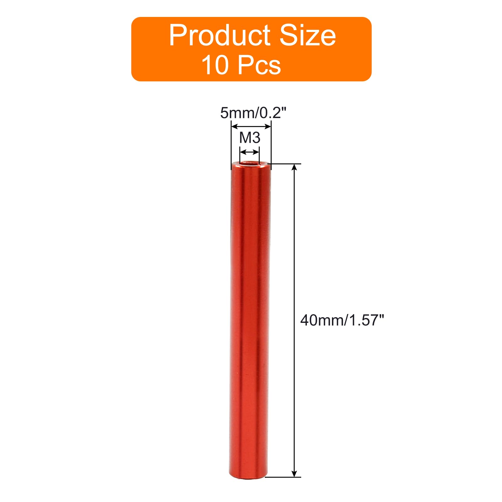 Snapklik.com : Unlorspy 10 Pcs Red Female Round Aluminum Alloy Standoff ...